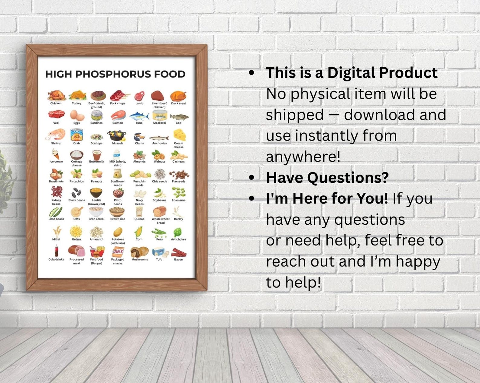 Foods High in Phosphorus Poster, High Phosphorus Foods to Avoid, Lower ...