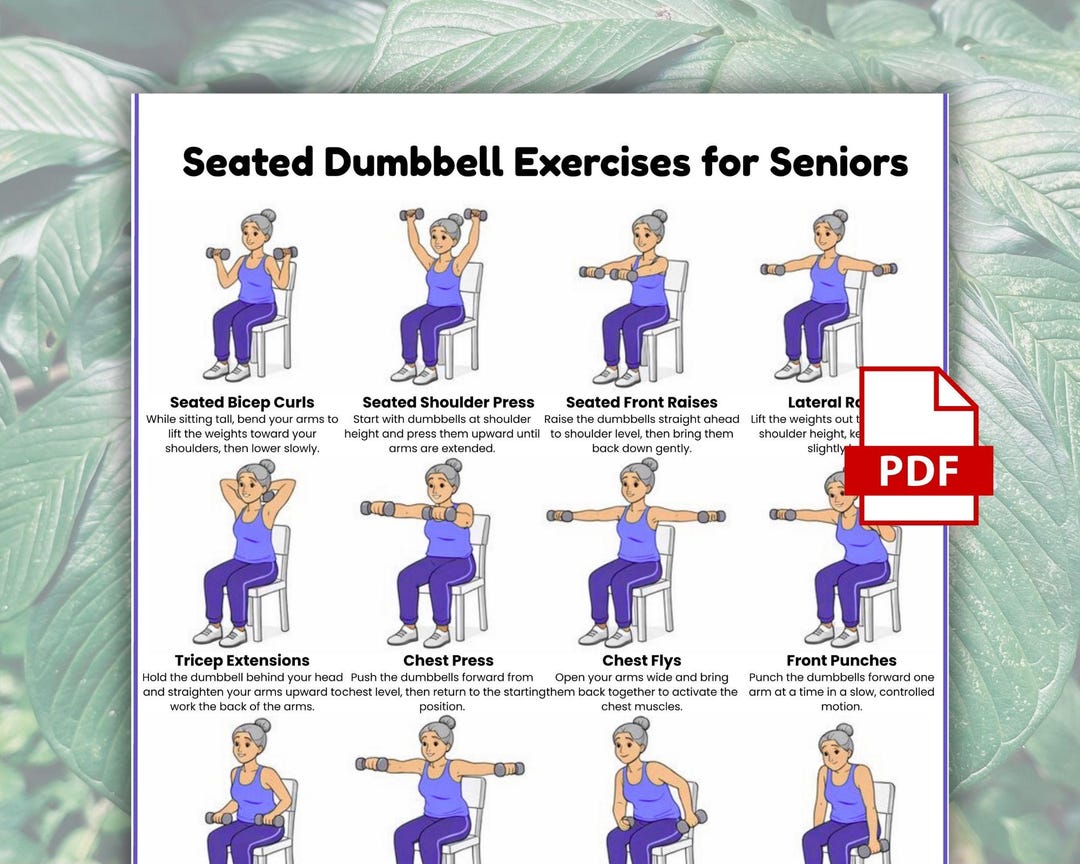 Seated Dumbbell Exercises for Seniors, Low Impact Dumbbell Routine PDF ...