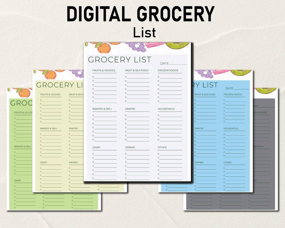 Digital Grocery List, Food Shopping Planner, Kitchen Organization ...