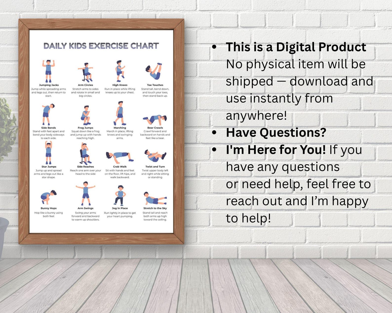 Kids Exercise Chart, Physical Literacy Visual Cards, Exercise Posters ...