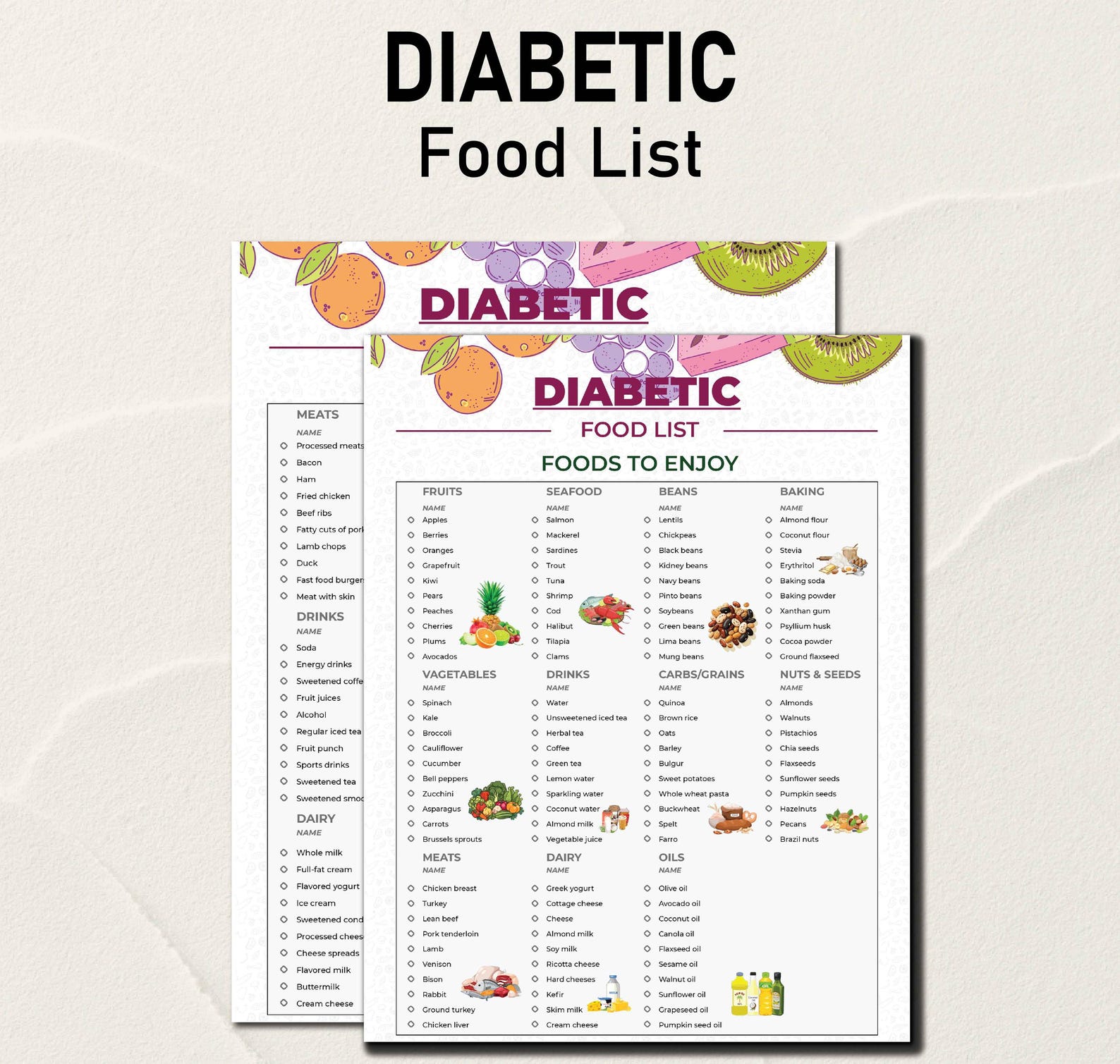 Diabetes Food List, Diabetic Food Chart, Diabetic Meal Plan, Pre ...