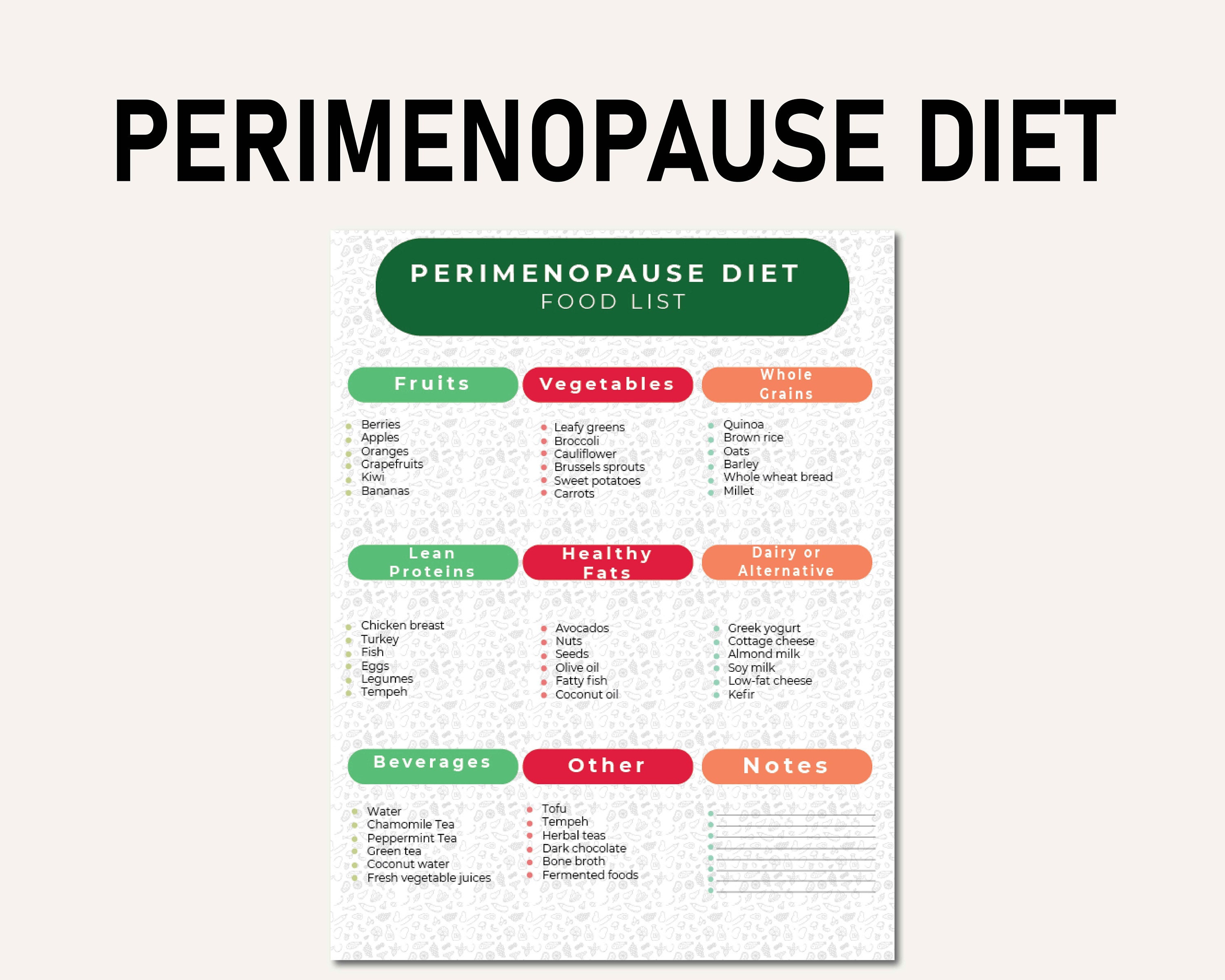 Perimenopause Diet Food List, Perimenopause Friendly Diet List, PDF ...