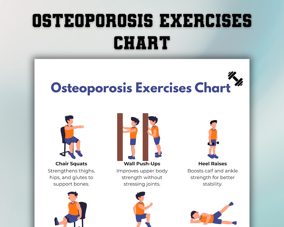 Osteoporosis Exercises Chart, Seated and Standing Exercises for Seniors ...