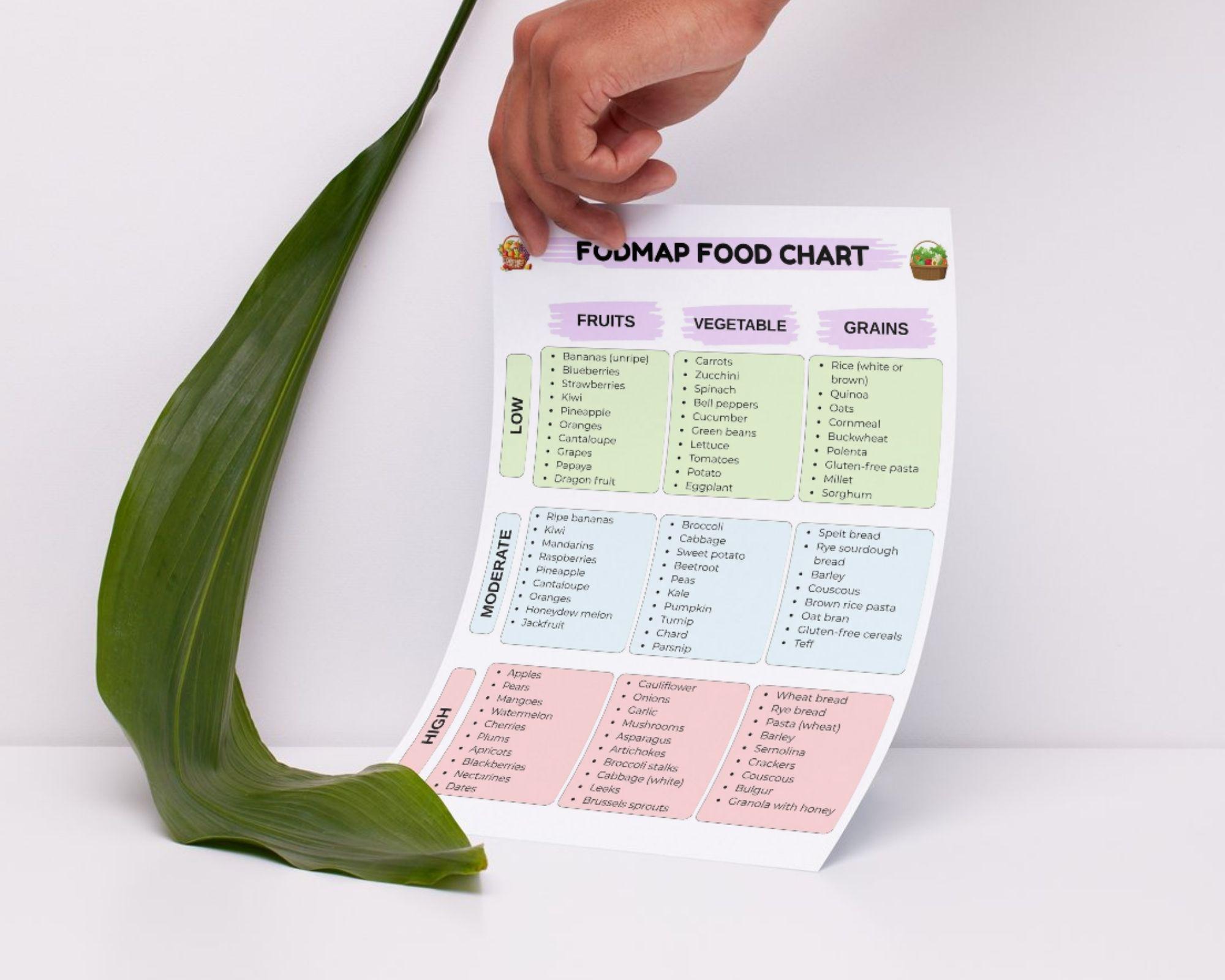 Fodmap Chart-low FODMAP Food List, Gluten Free Diet Meal Prep Grocery ...
