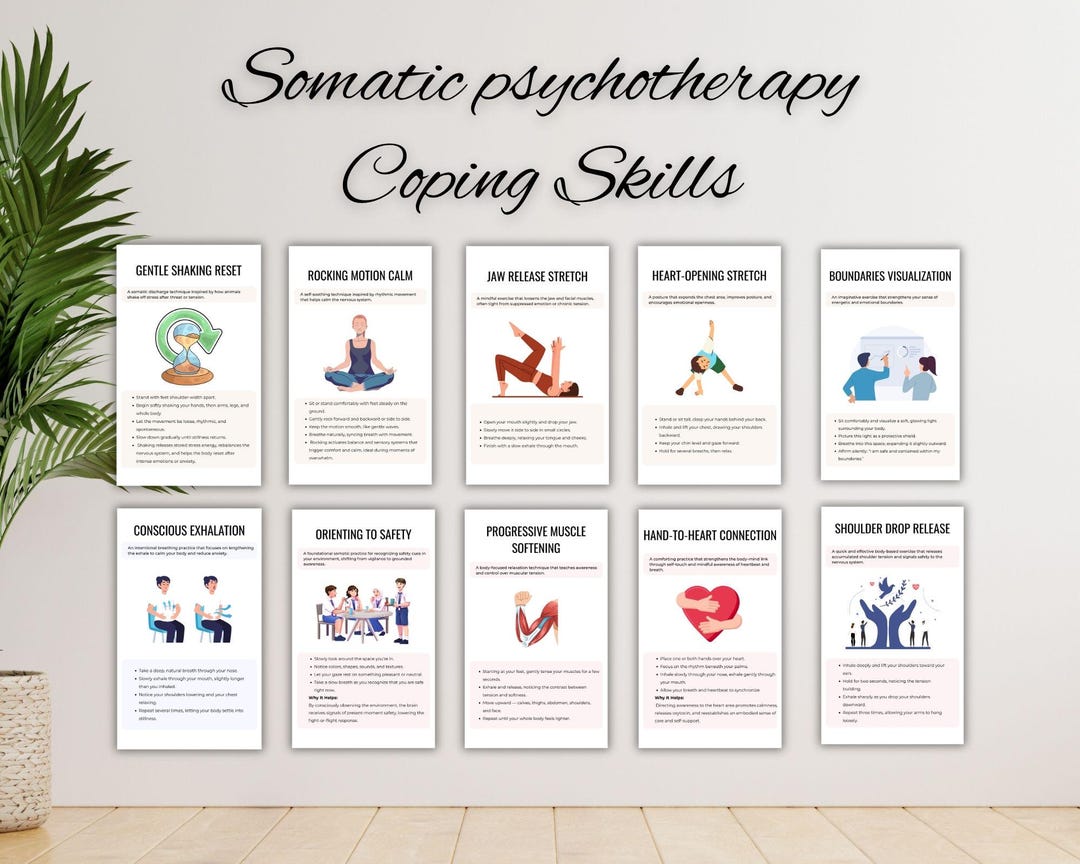 Somatic Psychotherapy Coping Skills Cards, Emotional Regulation, PTSD ...