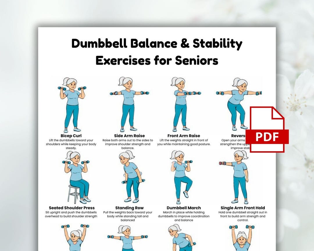 Dumbbell Exercises for Seniors Printable, Home Dumbbell Exercise ...