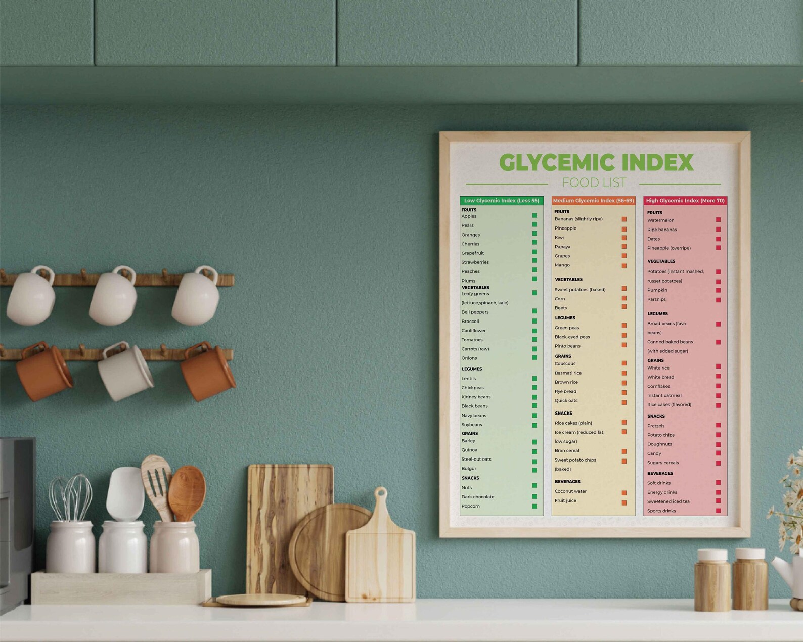 Glycemic Index Food, PRINTABLE DOWNLOAD, Patient Education Glycemic, Cheat Sheet Food for Low GI ...