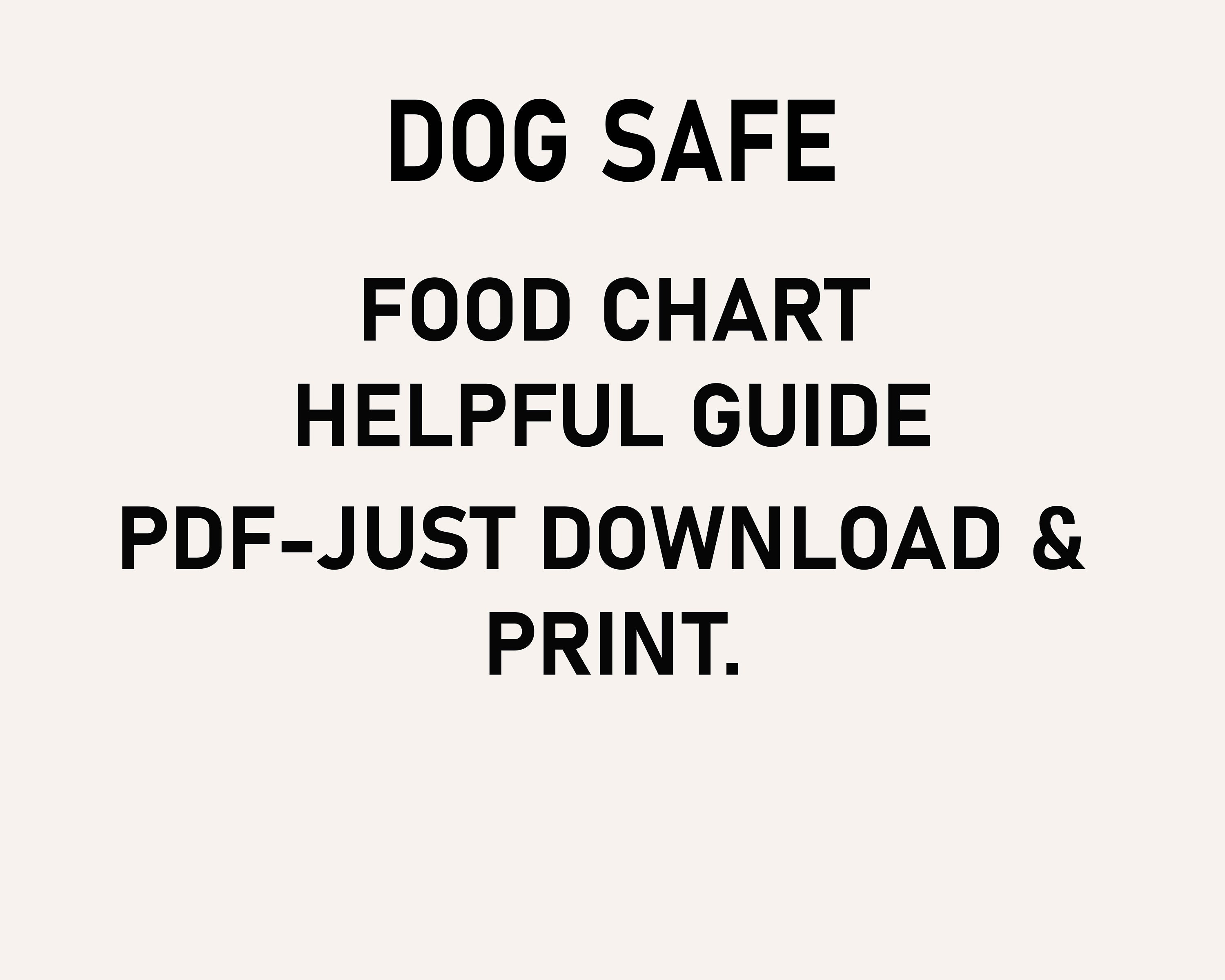 Dog Food Guide, Printable Safe Dog Food Dogs to Eat, Dog Dietary Chart ...