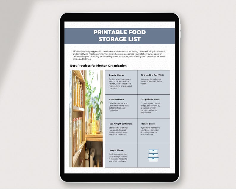 Printable Food Storage List, Kitchen Organization Checklist, Freeze ...