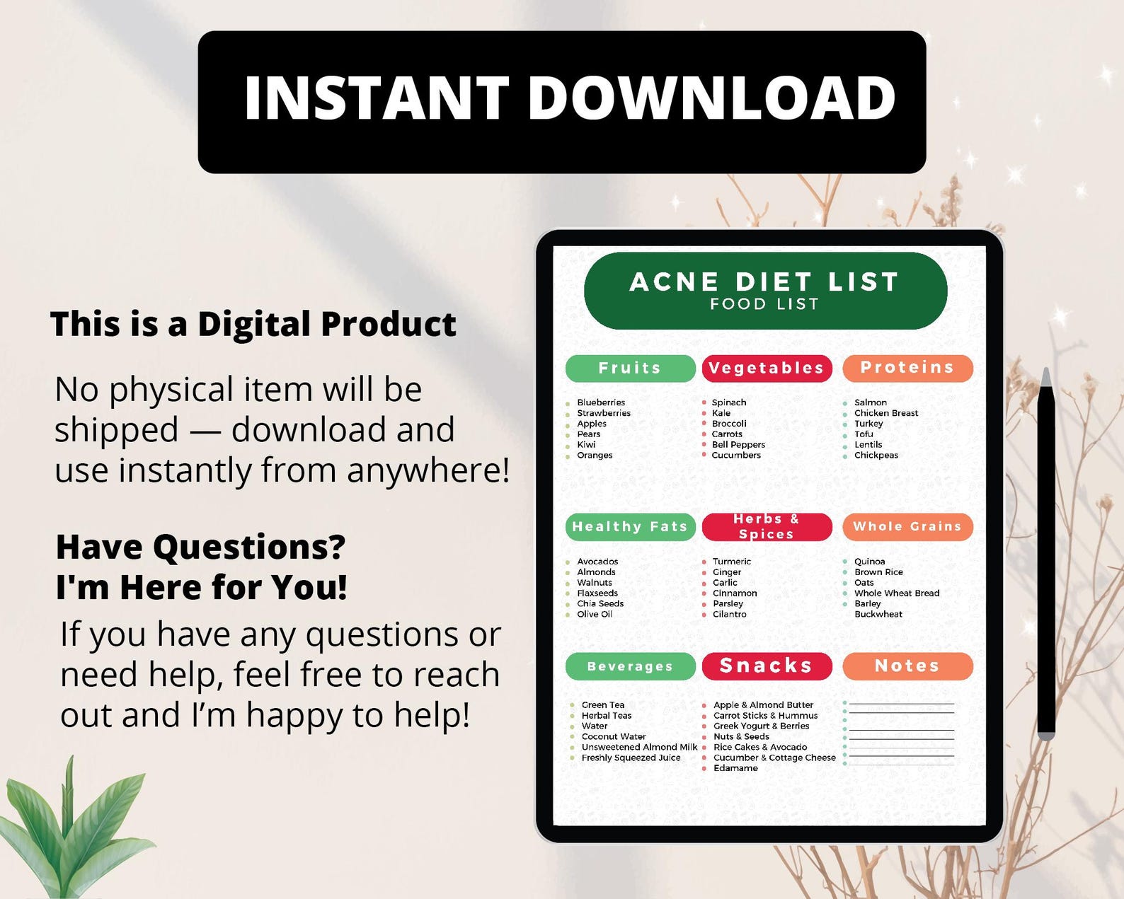 Acne Diet Plan PDF, Acne Diet Food Chart, Clear Skin Diet Guide, Acne ...