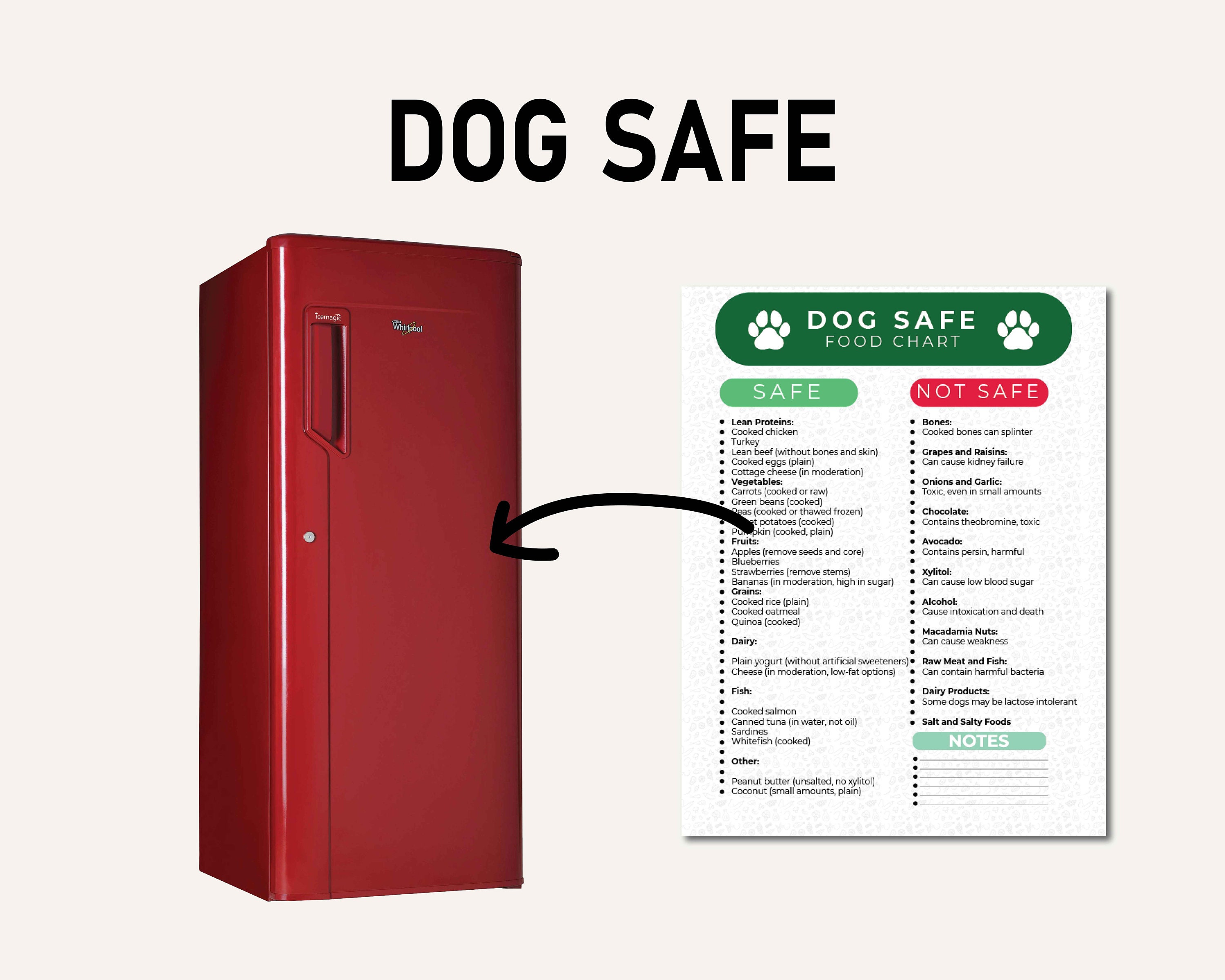 Dog Food Guide, Printable Safe Dog Food Dogs to Eat, Dog Dietary Chart ...