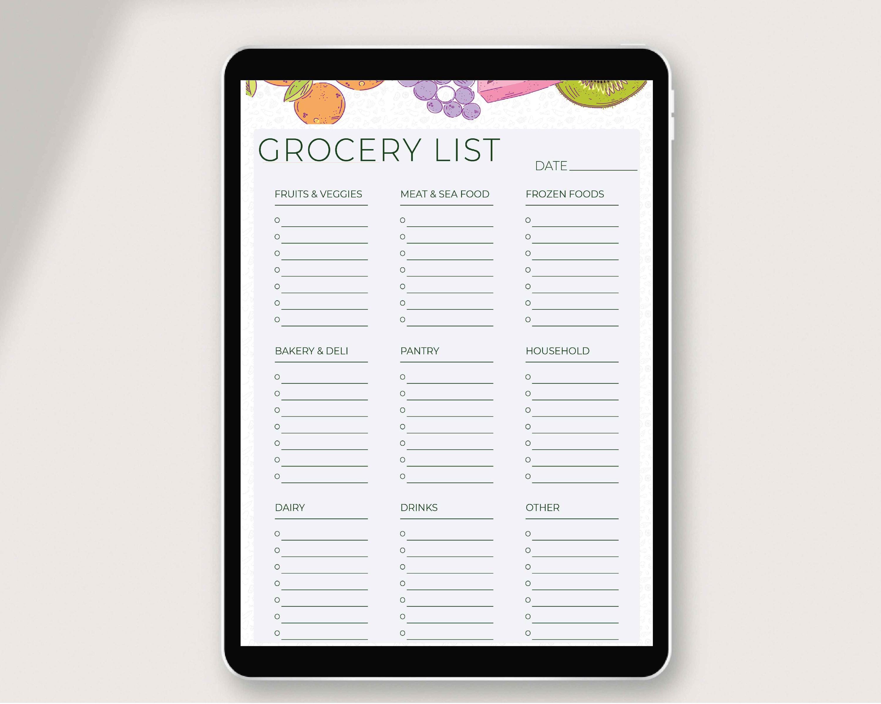 Digital Grocery List, Food Shopping Planner, Kitchen Organization ...