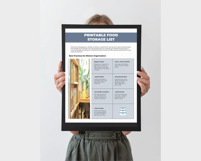 Printable Food Storage List, Kitchen Organization Checklist, Freeze ...