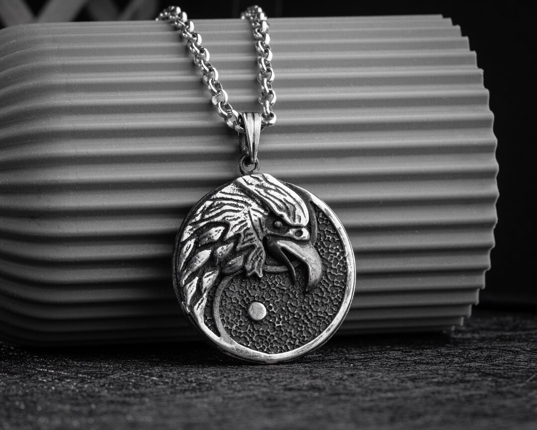 Mens Eagle Pendant Necklace Yin Yang Necklace Mens Hawk Necklace Eagle ...