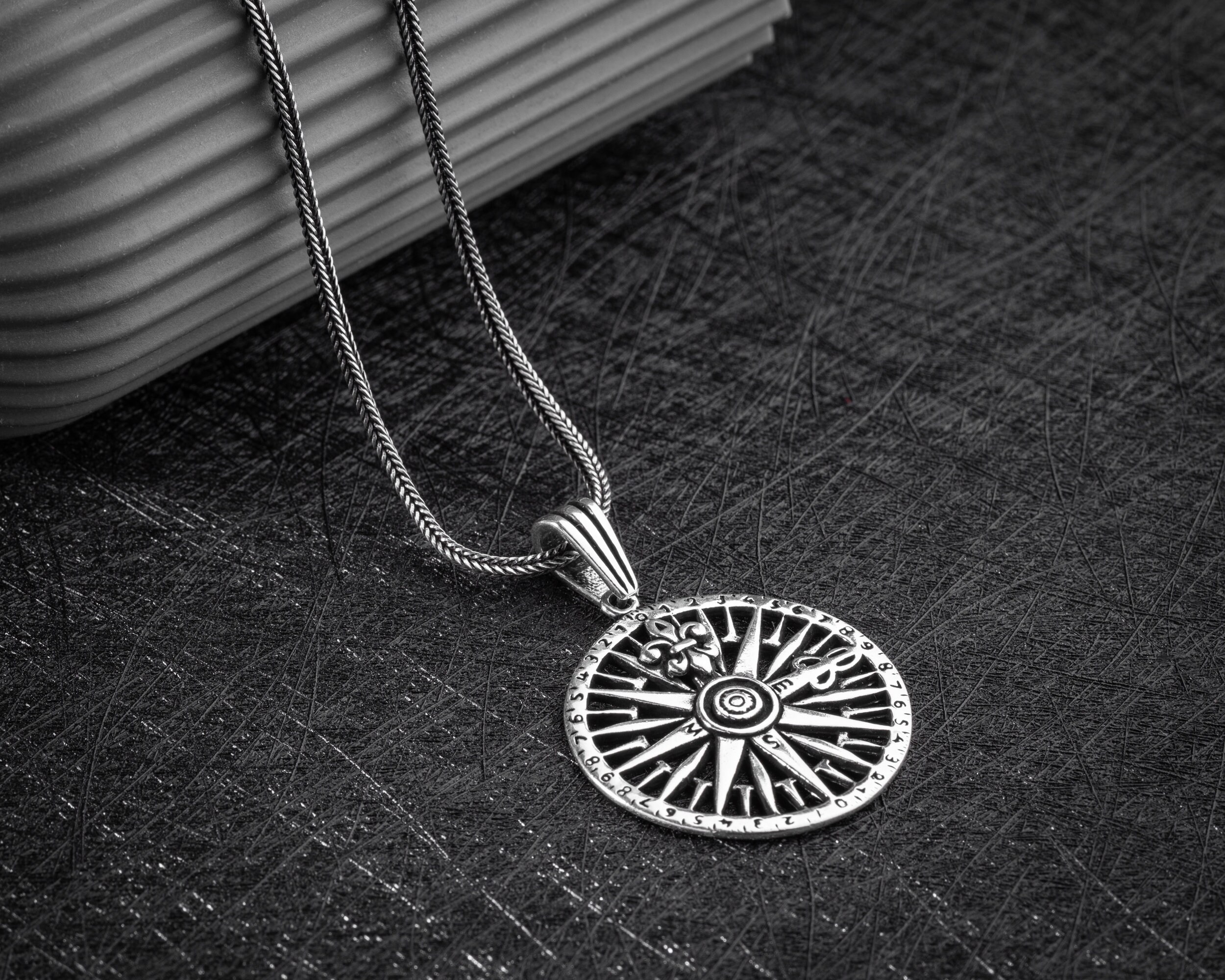 Silver Compass Necklace North Star Necklace Men Compass Necklace ...