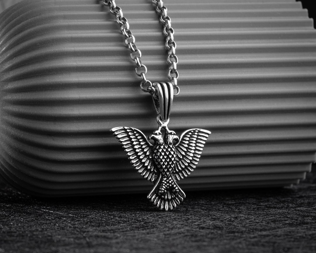 Double Headed Eagle Necklace for Men Winged Eagle Pendant Necklace ...