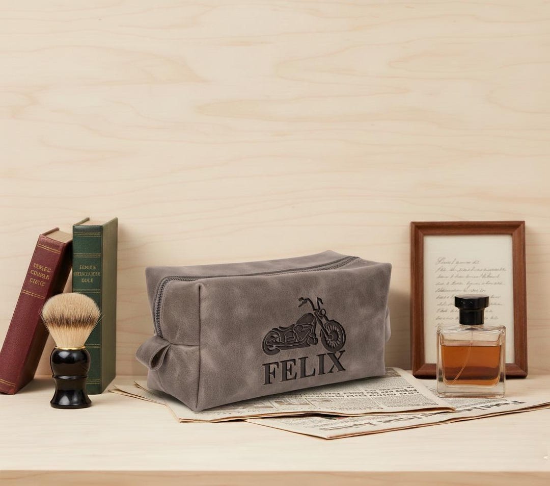 Personalized Leather Dopp Kit, Custom Biker Gift, Engraved Toiletry Bag ...