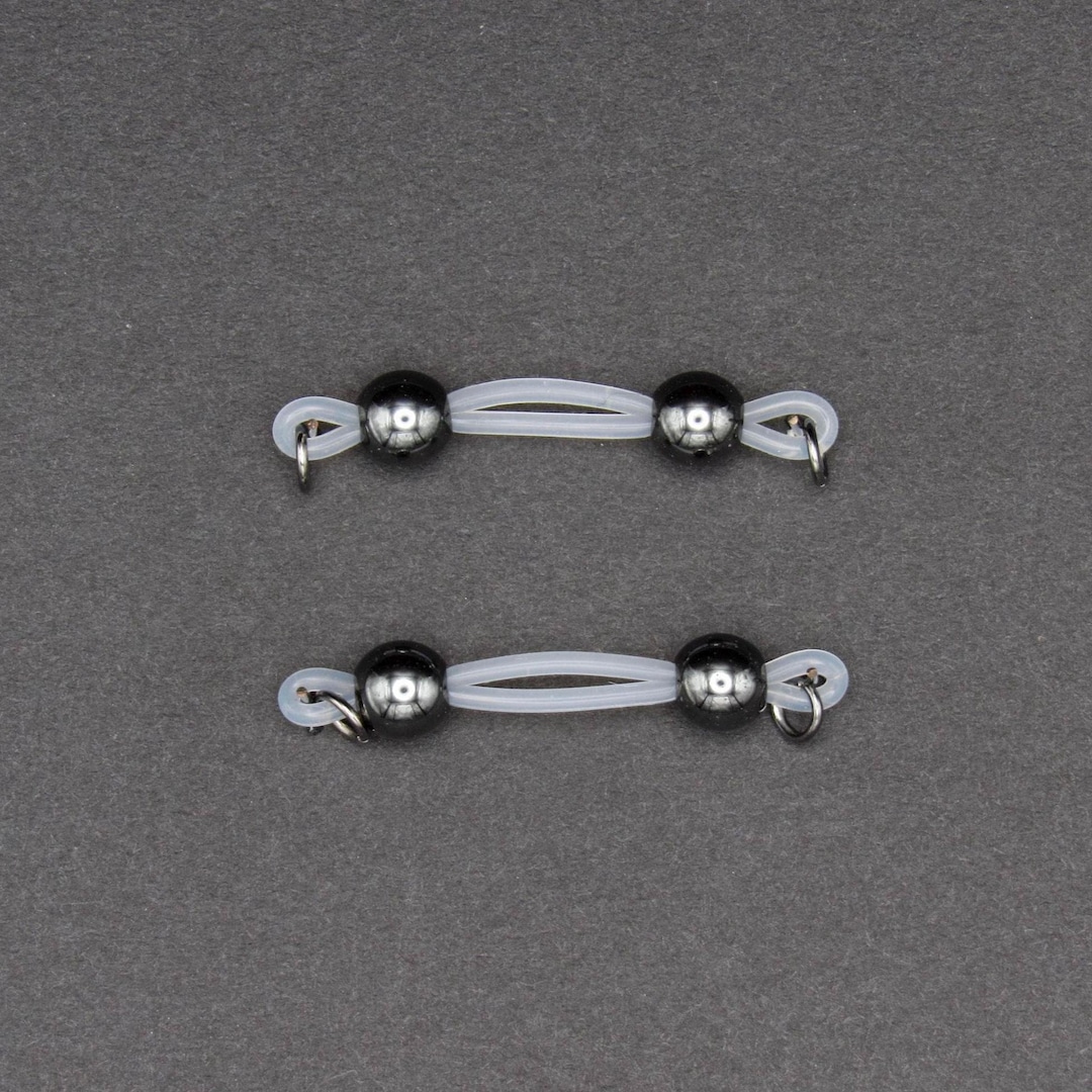 Pair of Womens Fake Nipple Rings - Hematite Faux Barbell Piercings ...