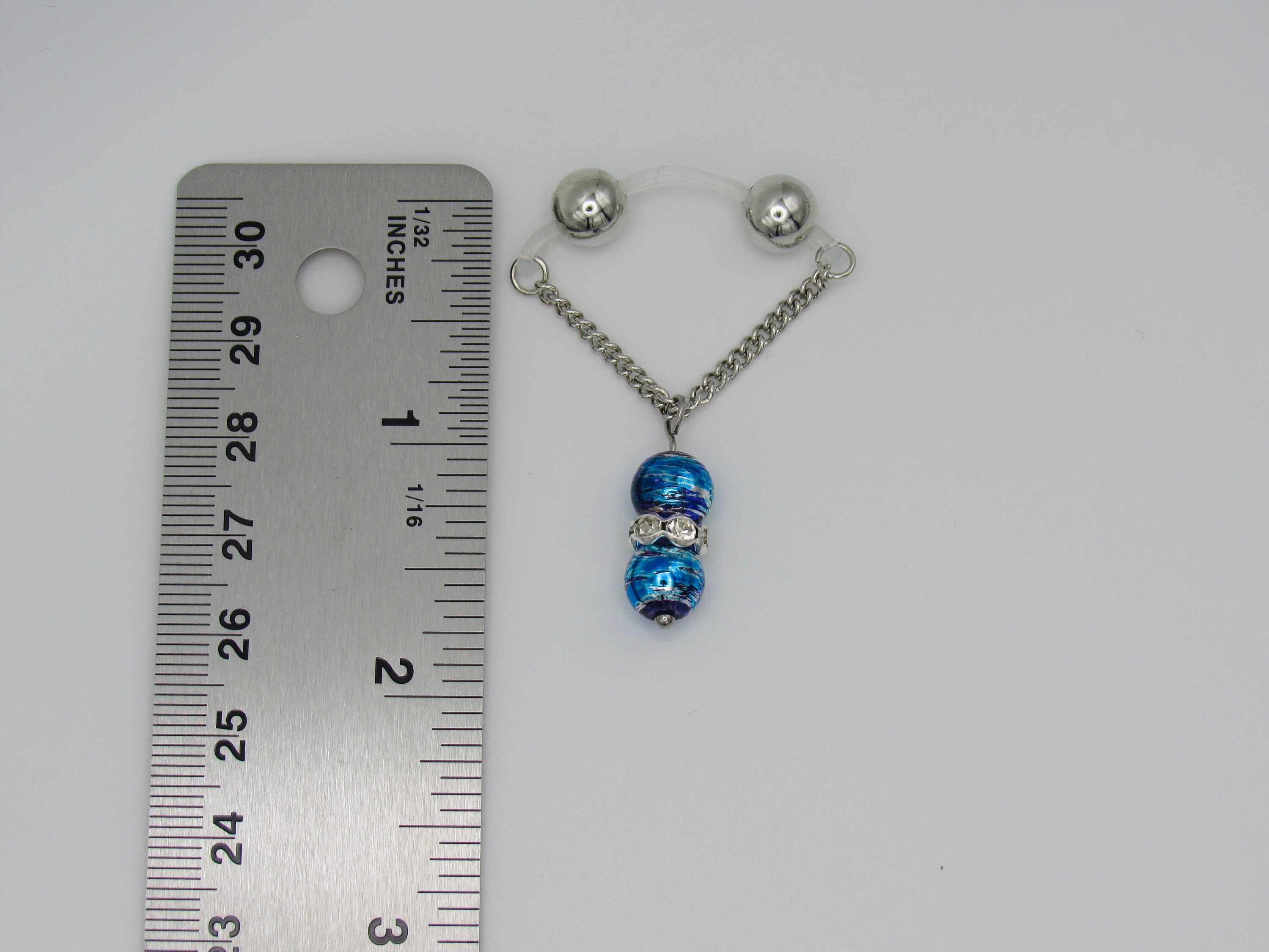 Fake Barbells With Chains, Glass Beads and Rhinestone Rondelles Nipple ...