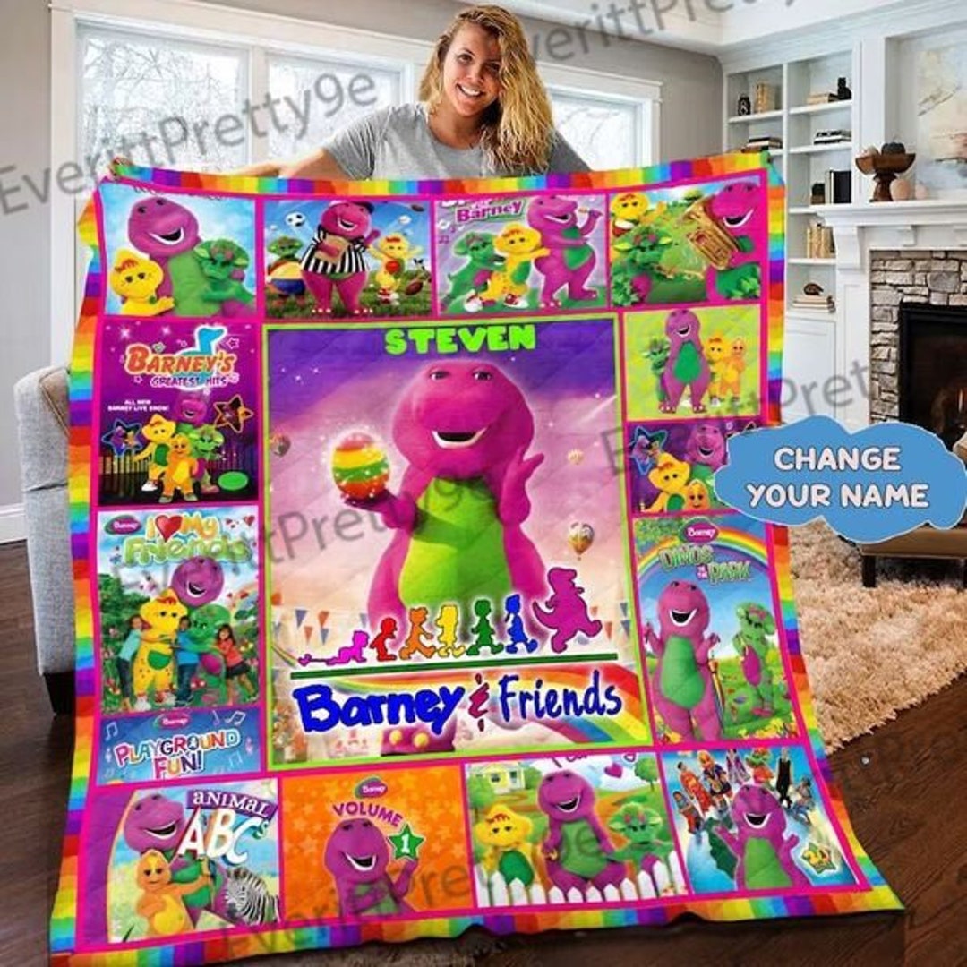 Barney and Friends Custom Quilt Blanket, Barney the Dinosaur Bedding ...
