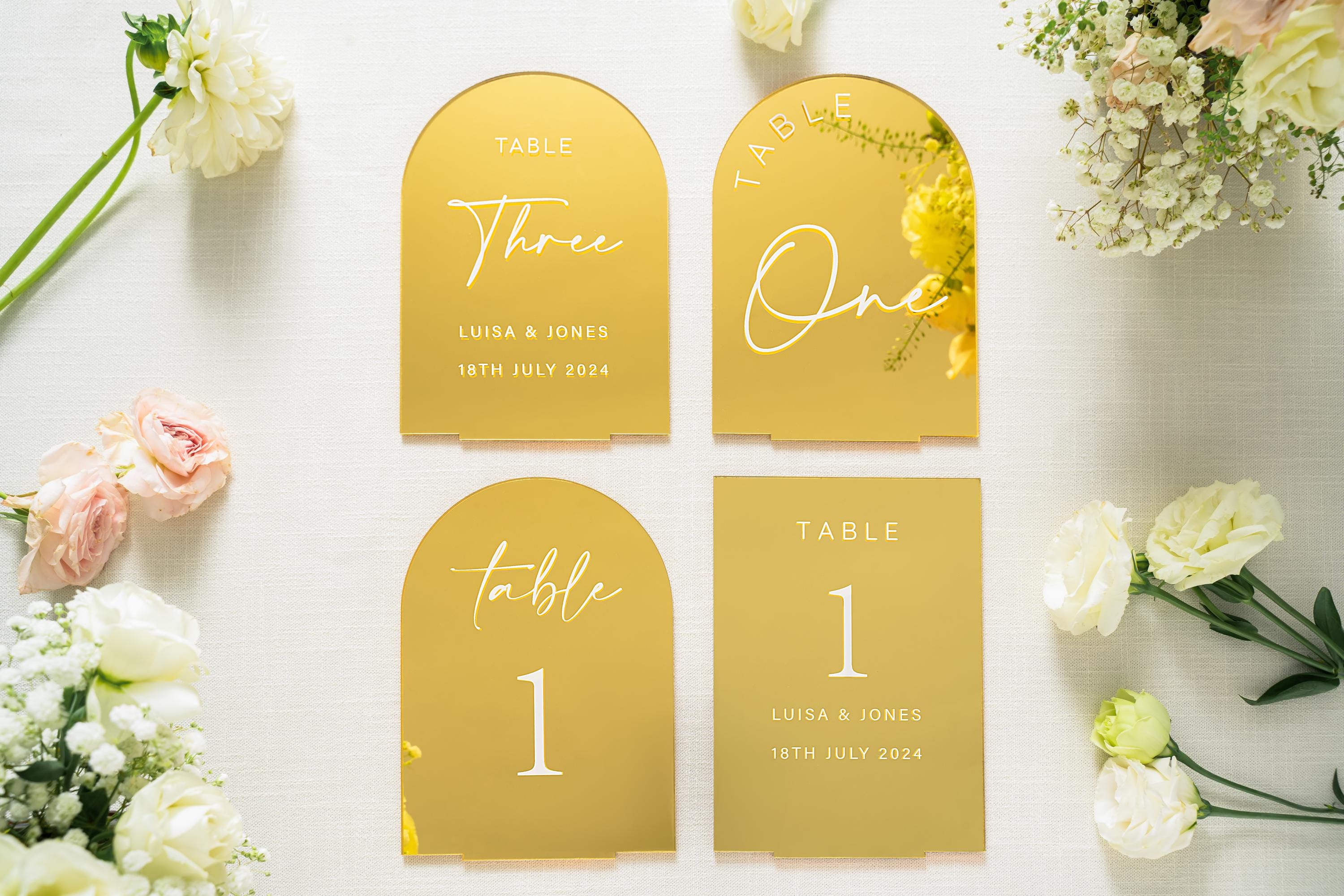 Gold Mirror Acrylic Table Numbers - Wedding Table Signs - Wedding ...