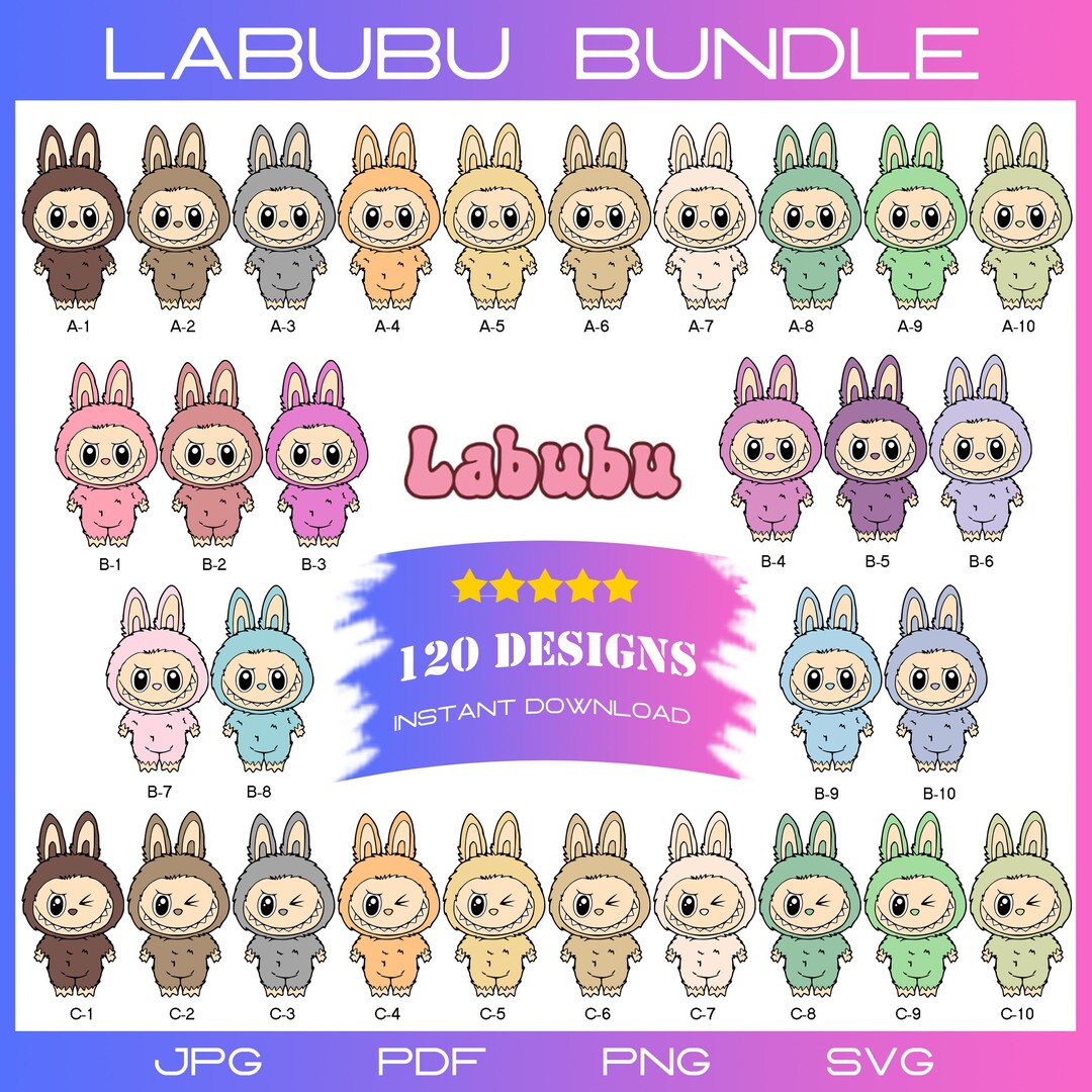 120 Labubu Designs Svg Png Bundle, Labubu Png Svg, Laser Cut Labubu ...