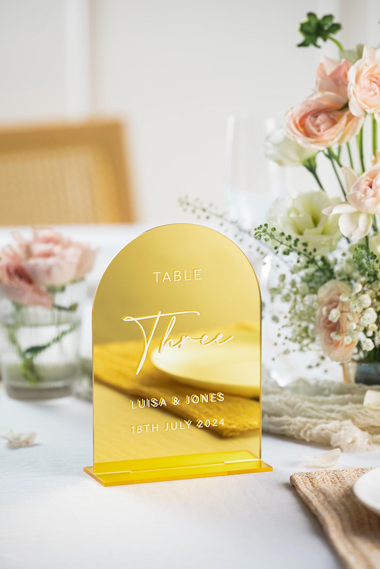 Gold Mirror Acrylic Table Numbers - Wedding Table Signs - Wedding ...