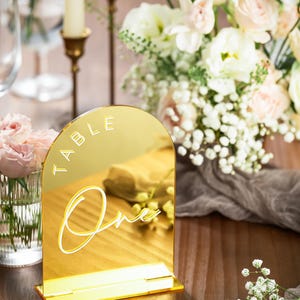 Gold Mirror Acrylic Table Numbers - Wedding Table Signs - Wedding ...