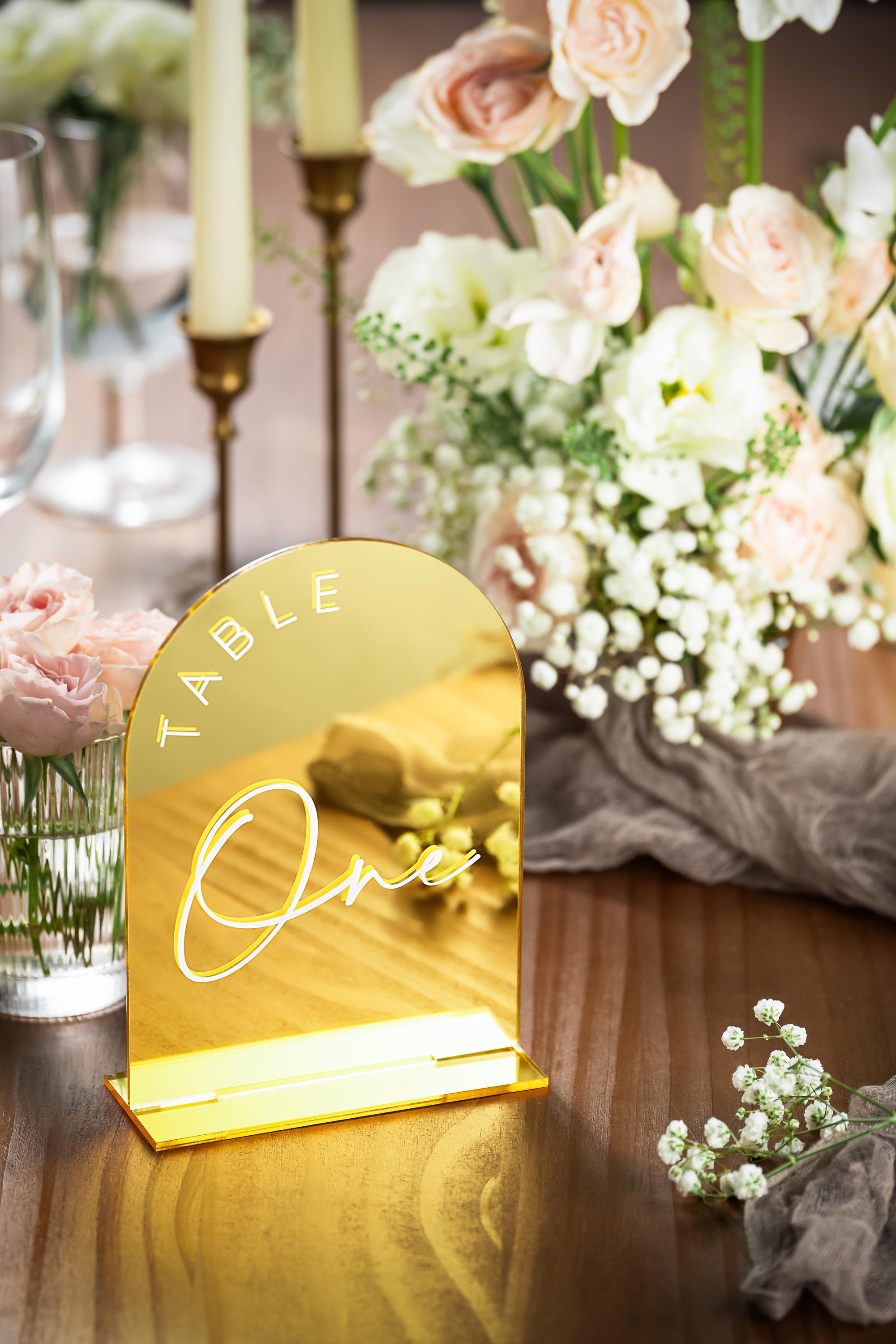 Gold Mirror Acrylic Table Numbers - Wedding Table Signs - Wedding ...