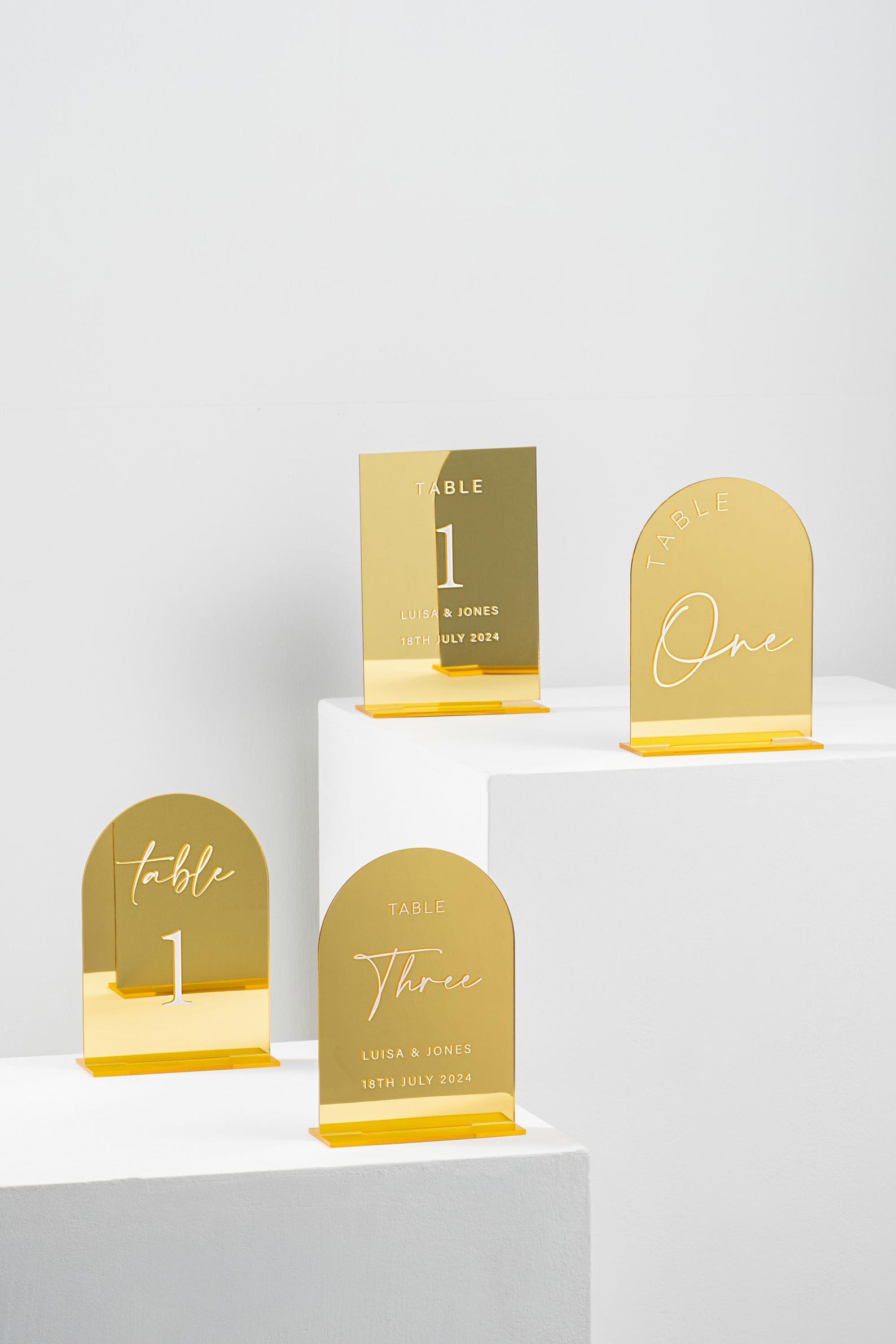 Gold Mirror Acrylic Table Numbers - Wedding Table Signs - Wedding ...