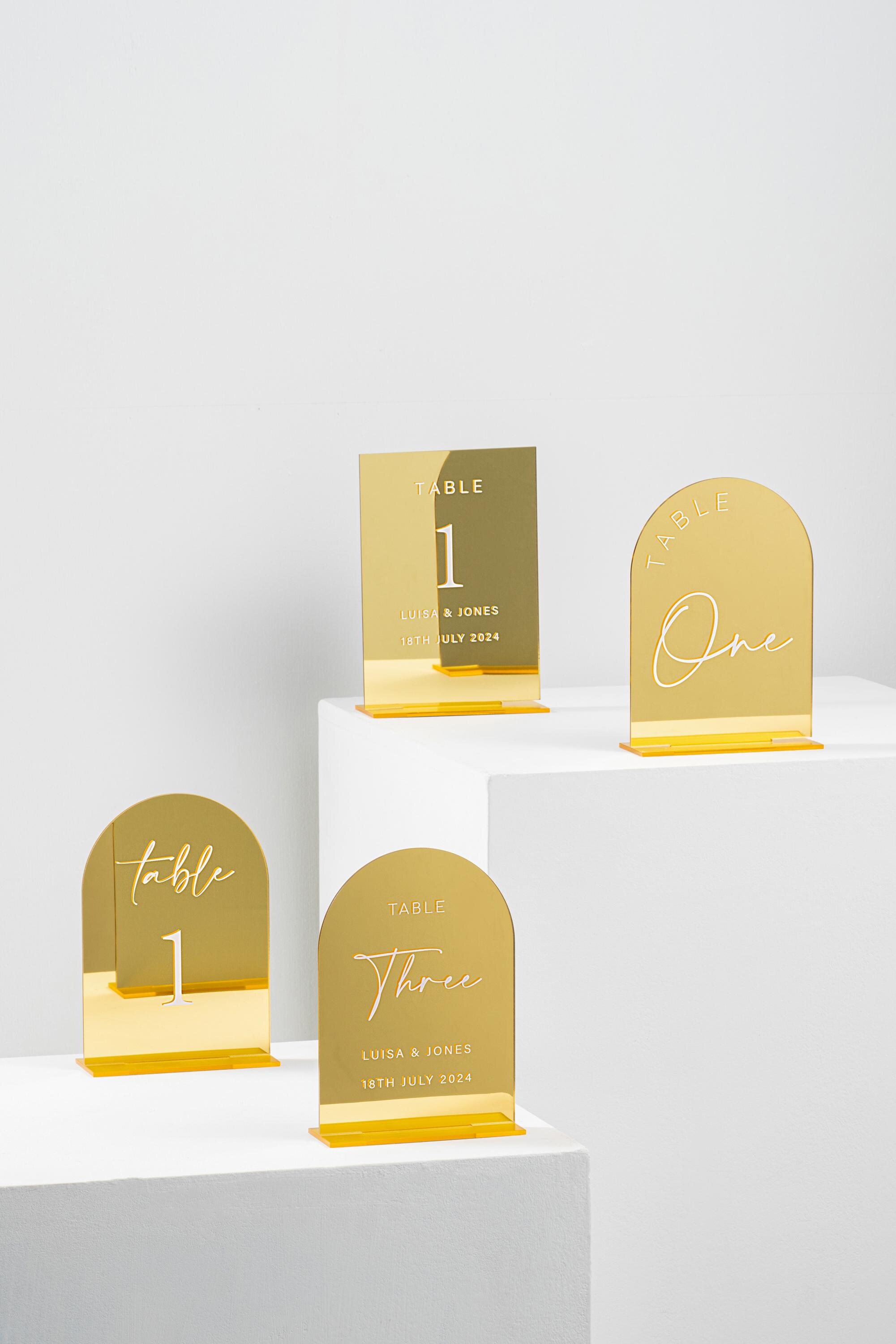 Gold Mirror Acrylic Table Numbers - Wedding Table Signs - Wedding ...