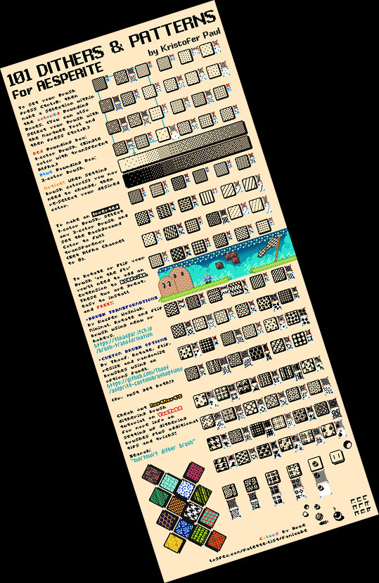 101 Dither & Pattern Brushes for ASEPRITE and More template Can Be Used With Photoshop, Krita ...