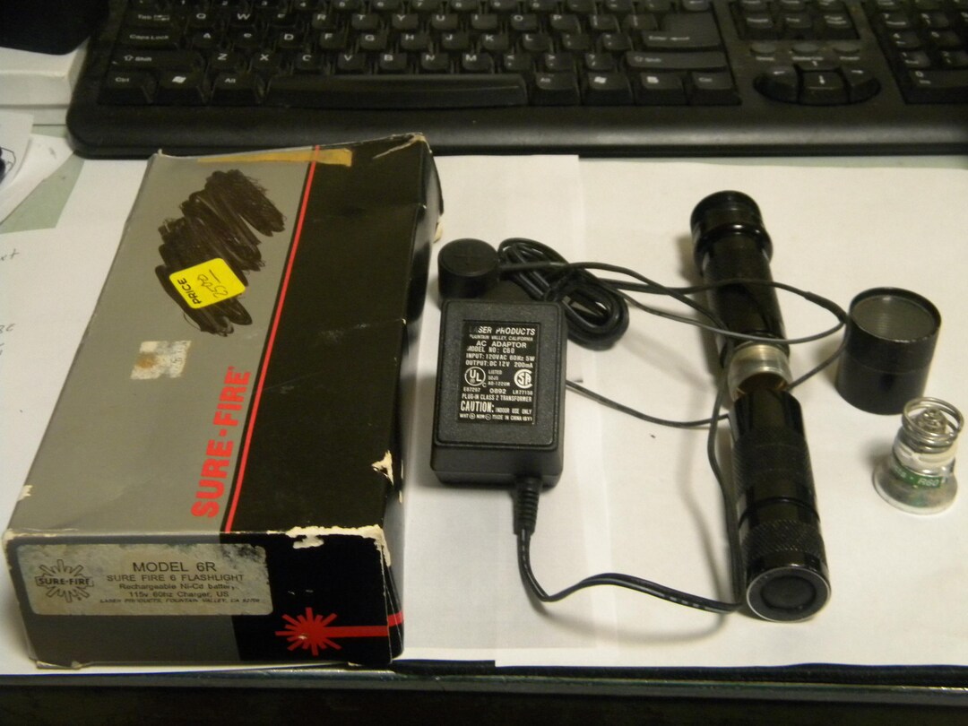 Vintage Sure Fire 6R Flashlight Classic Round Body Old Gen R60 Lamp ...