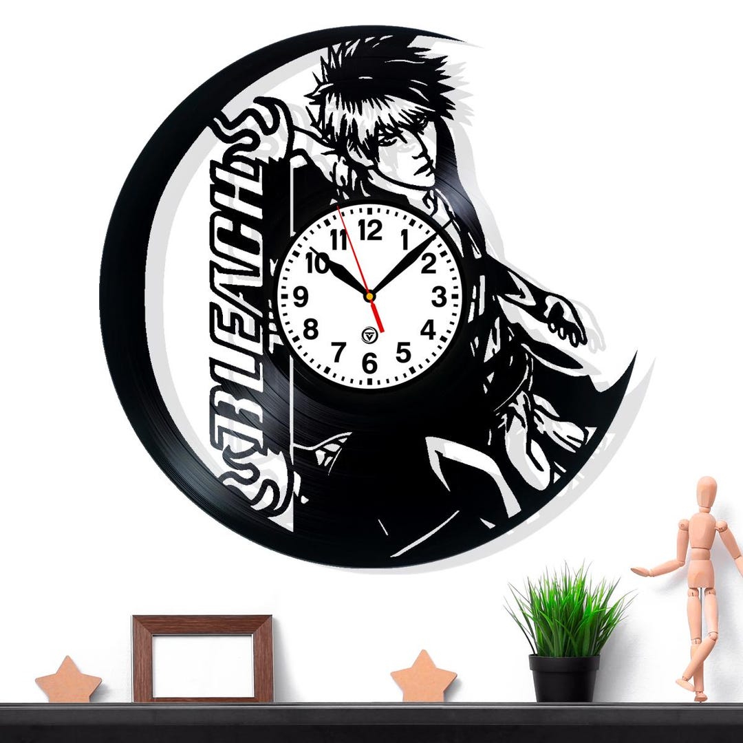 Vinyl Record Wall Clock · Anime Samurai Inspired Design · Handmade ...