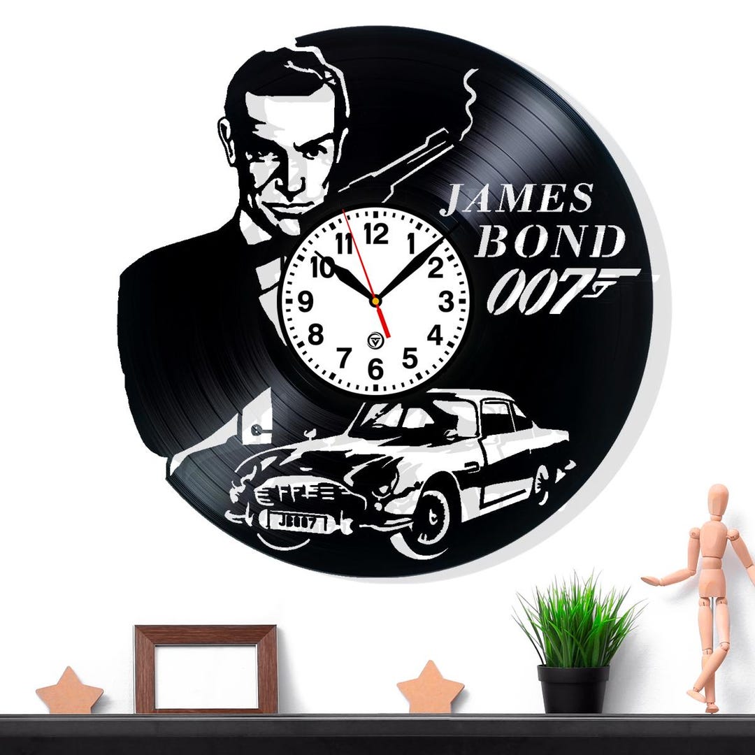 Vinyl Record Wall Clock · Secret Agent Inspired Design · Silent Quartz ...
