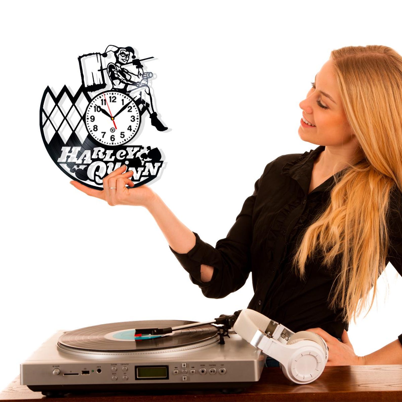 Vinyl Record Wall Clock · Crazy Punk Girl Inspired Design · Handmade ...