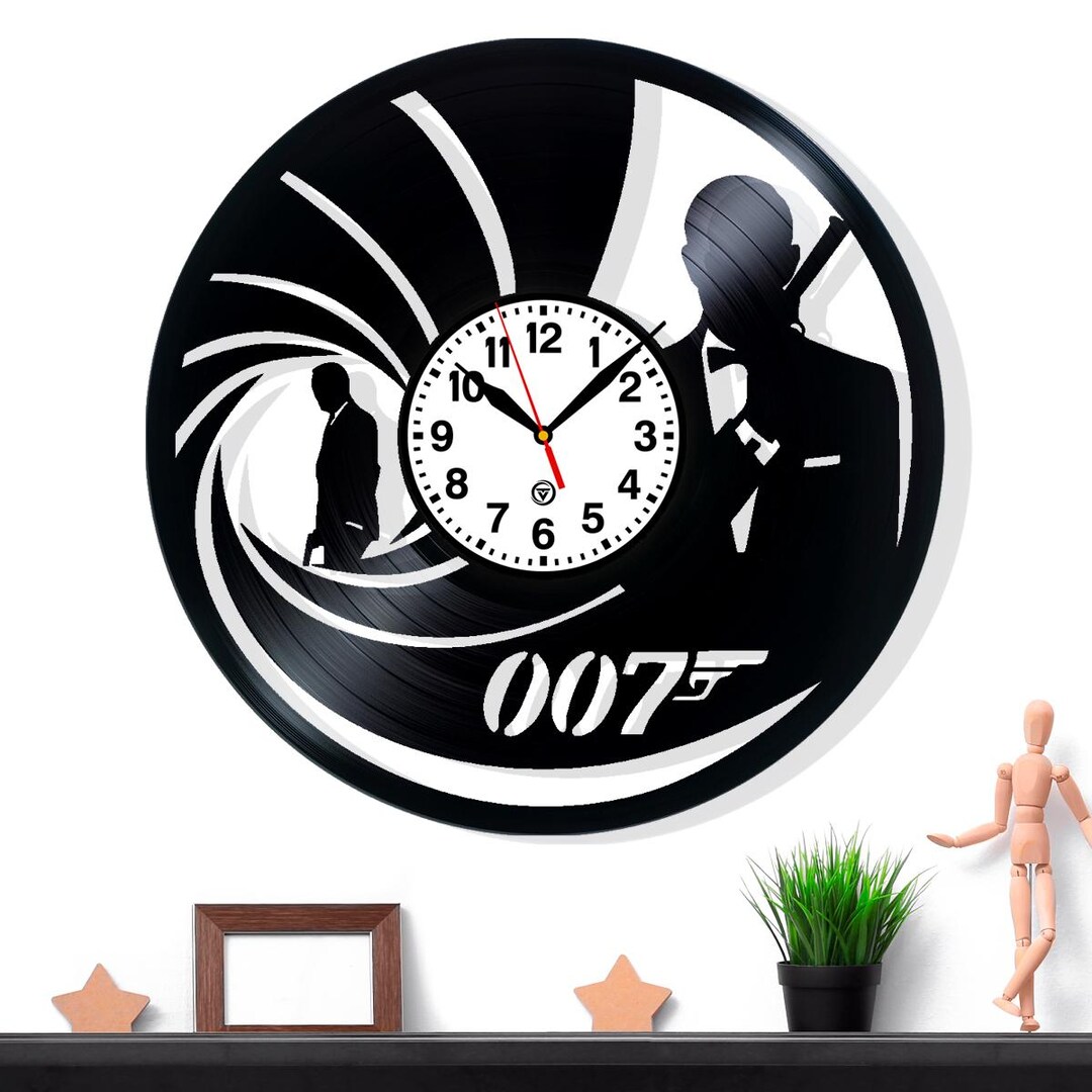 Vinyl Record Wall Clock · Secret Agent Inspired Design · Silent Quartz ...