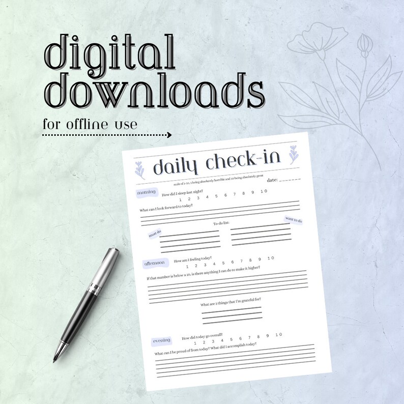 Daily Mental Health Planner, Printable Daily Check-in Page for Personal ...