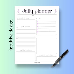 Daily Planner Printable, Undated, Minimal Design, Intentional Planning ...