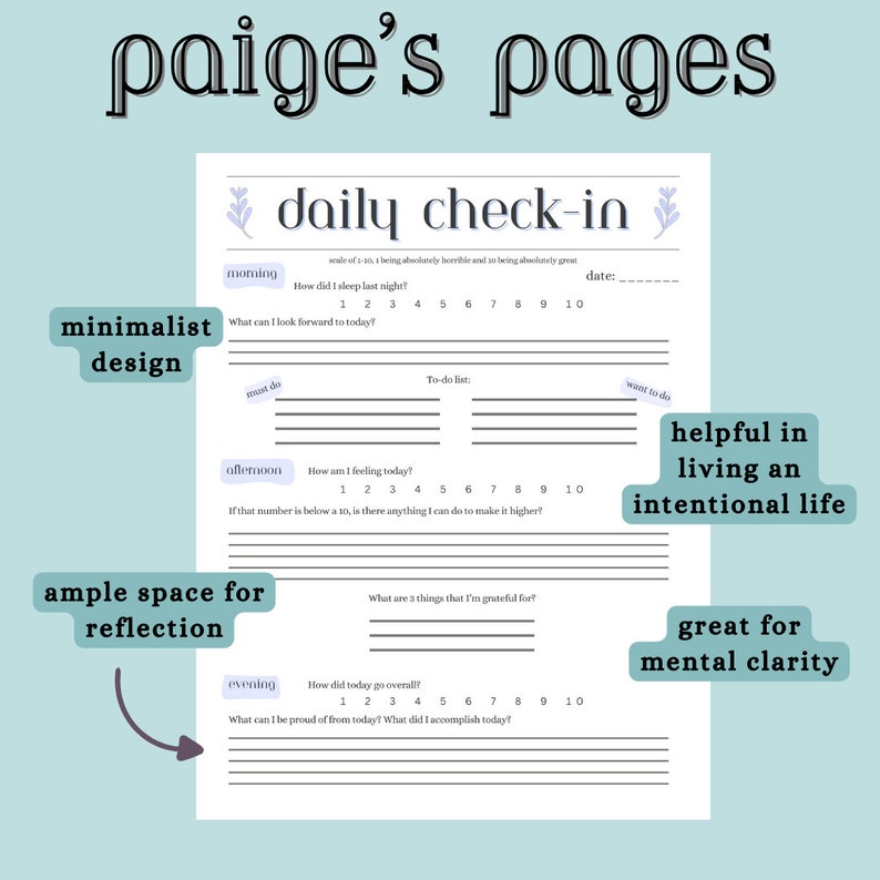 Daily Mental Health Planner, Printable Daily Check-in Page for Personal ...