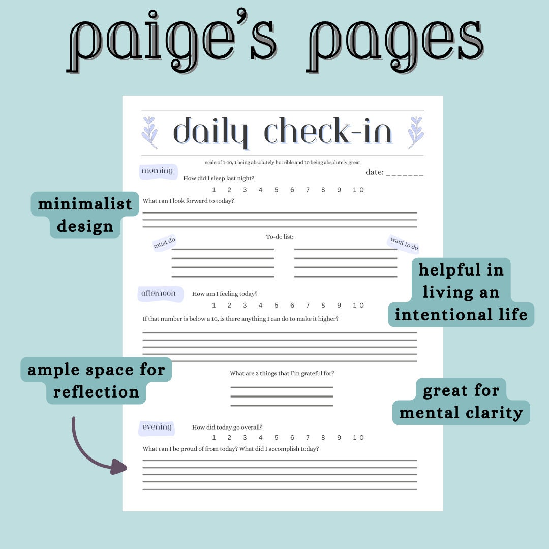 Daily Mental Health Planner, Printable Daily Check-in Page for Personal ...
