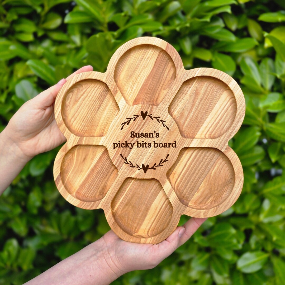Personalised Flower Charcuterie Board: Wooden Serving Platter, Picky ...