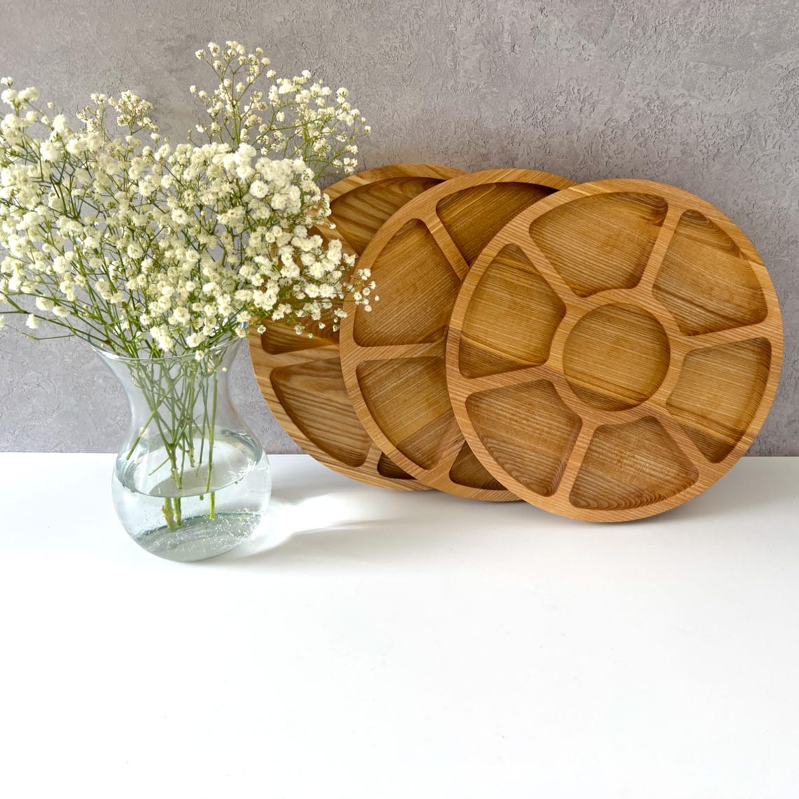Round Wooden Platter Charcuterie Board Table Centrepiece Cheeseboard - Etsy