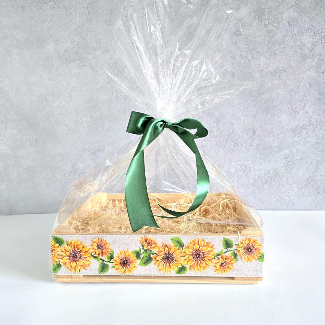 DIY Empty Wooden Hamper Kit: Sunflower Gift Basket, Wedding, Christmas ...