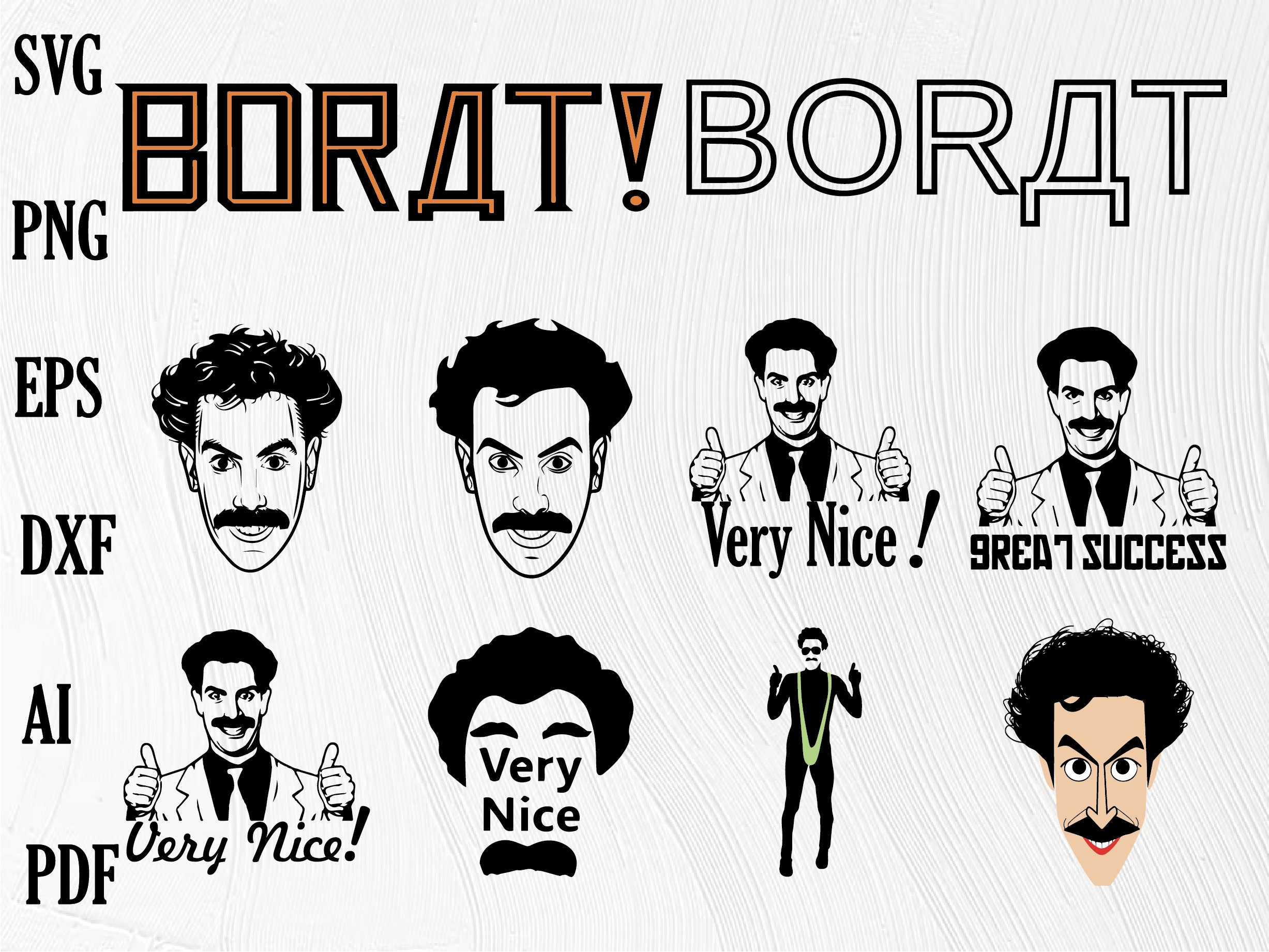 Borat Svg Bundle, Borat Very Nice Svg, Borat Clip Art, Borat Great ...