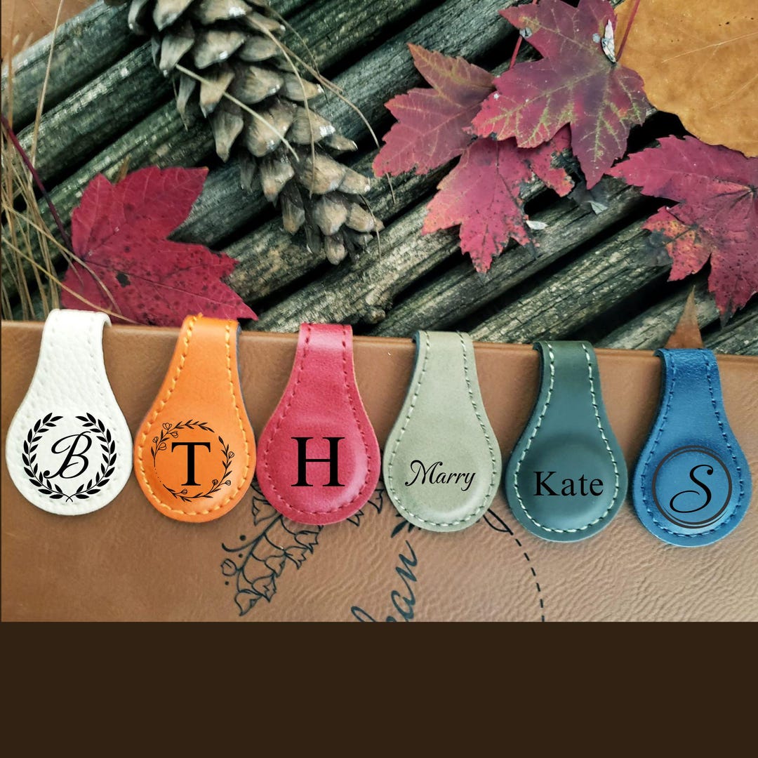 Engraved Leather Bookmark-personalized Magnetic Gift for Book Lovers ...