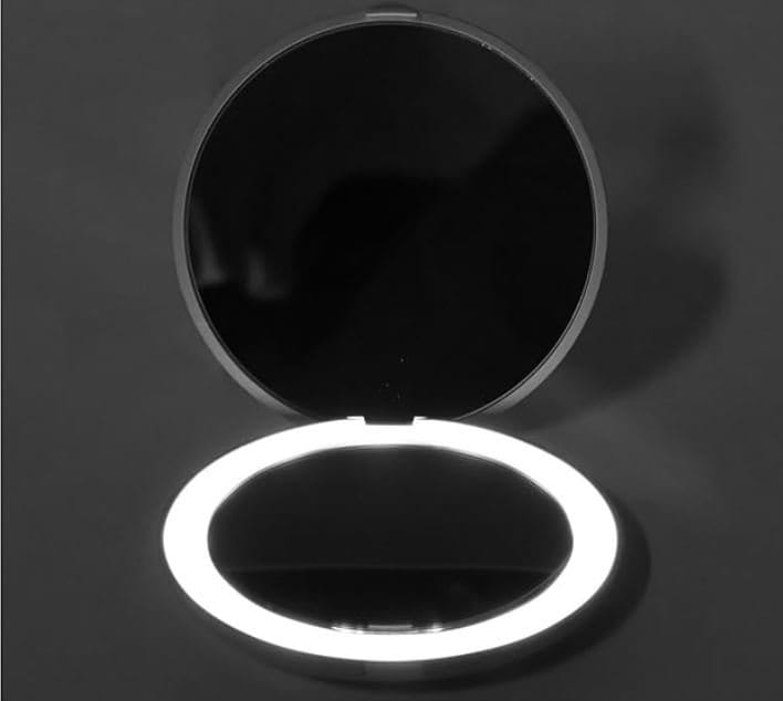 Personalized Led Lighted Compact Mirror With 3X Magnification Portable ...