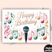 Music Theme Birthday Card: Vintage Microphone Design (digital Download ...