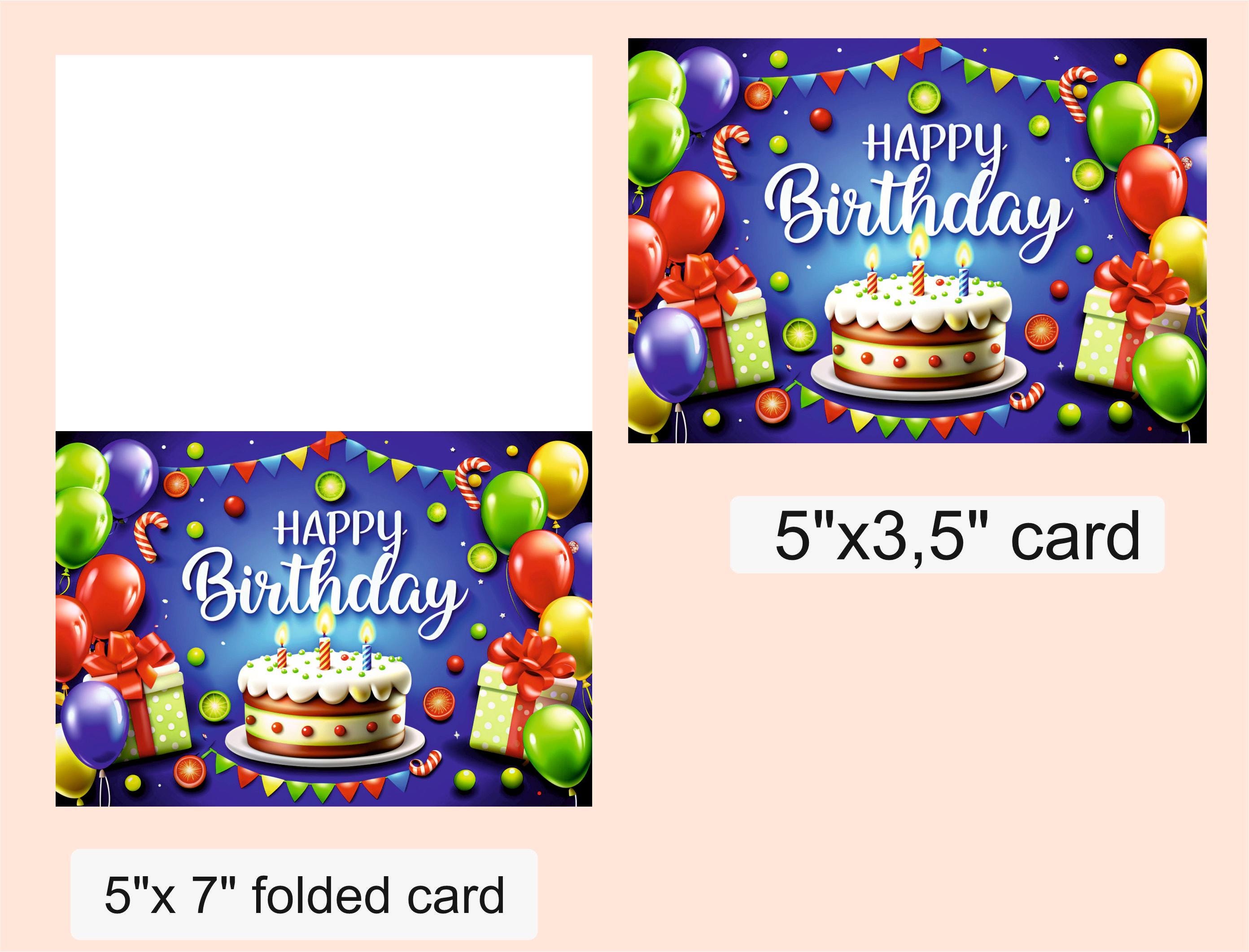 Cake & Balloons Birthday Card: Printable Greeting (PDF) - Etsy