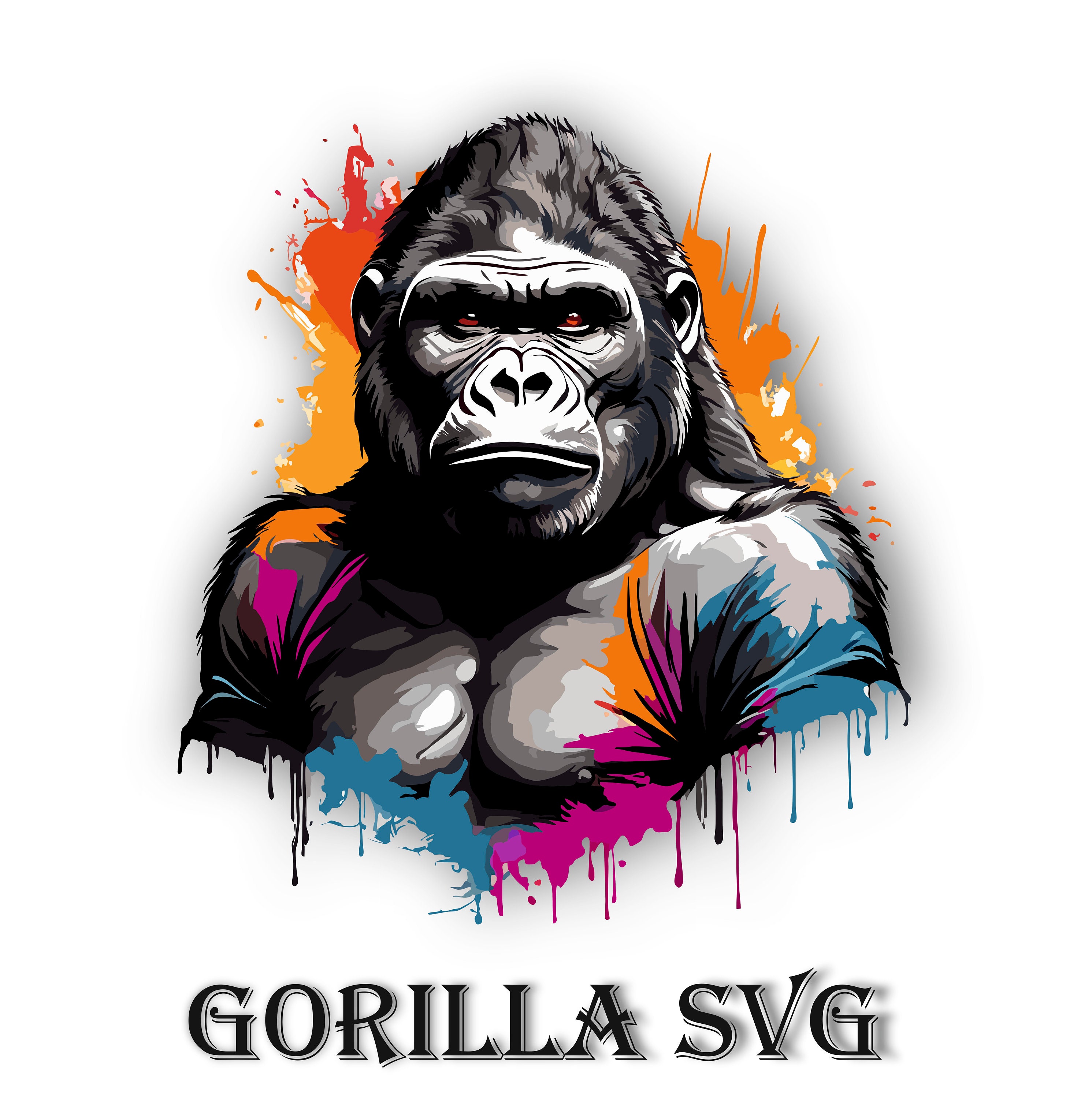 Gorilla Svg/monkey Svg File/layered Gorilla Svg/gorilla for Room Design ...